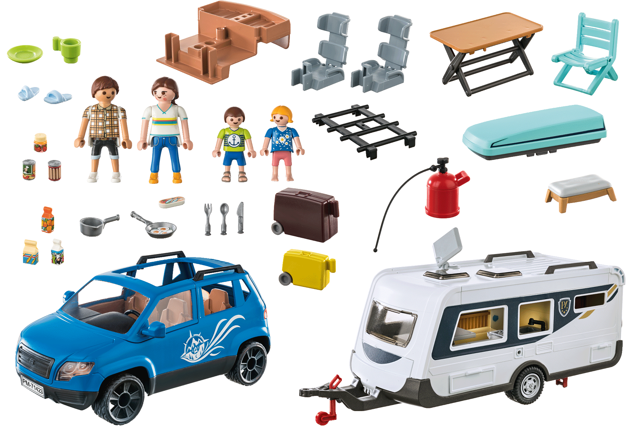 Famille avec voiture et caravane - 71423 | PLAYMOBIL®