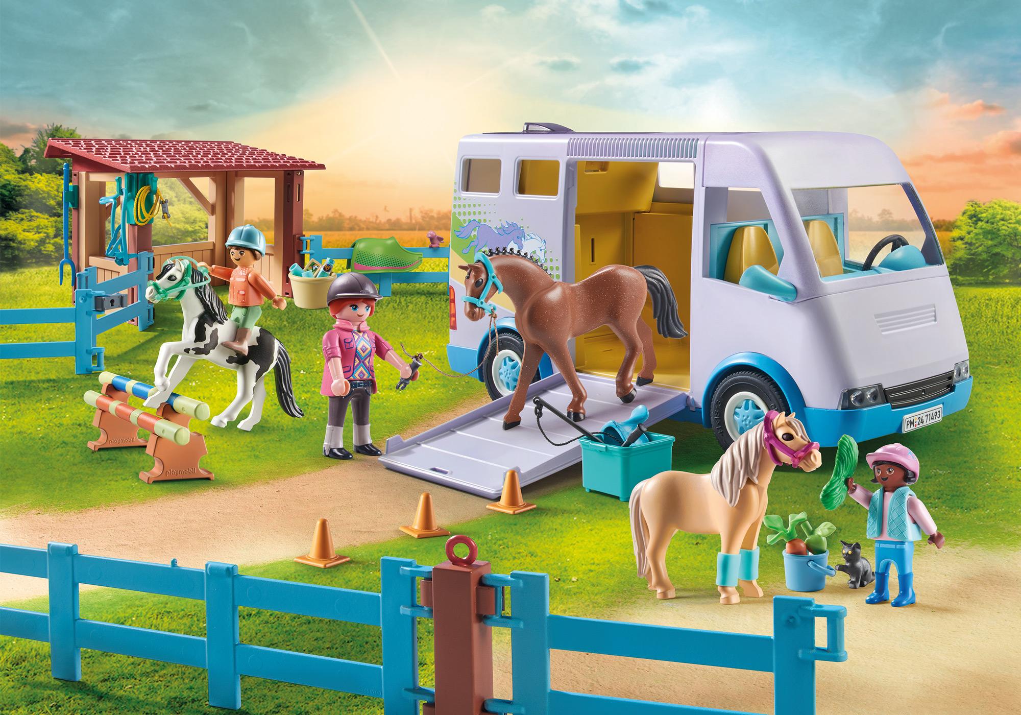 Van pour cheval et poneys avec enclos - 71493 | PLAYMOBIL®